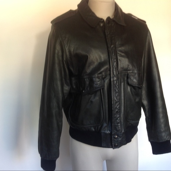 Reed | Jackets & Coats | Vintage Reed Black Leather Bomber Jacket ...